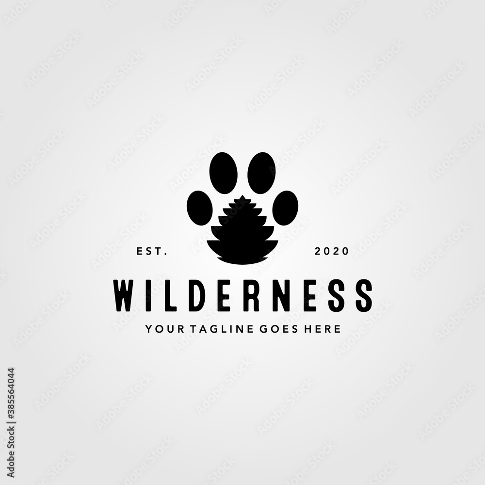 animal footprint symbol with pine cone logo vector illustration design ...