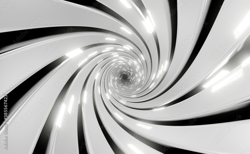 Sci-fi space funnel-shaped tunnel. 3d rendering illustration ...