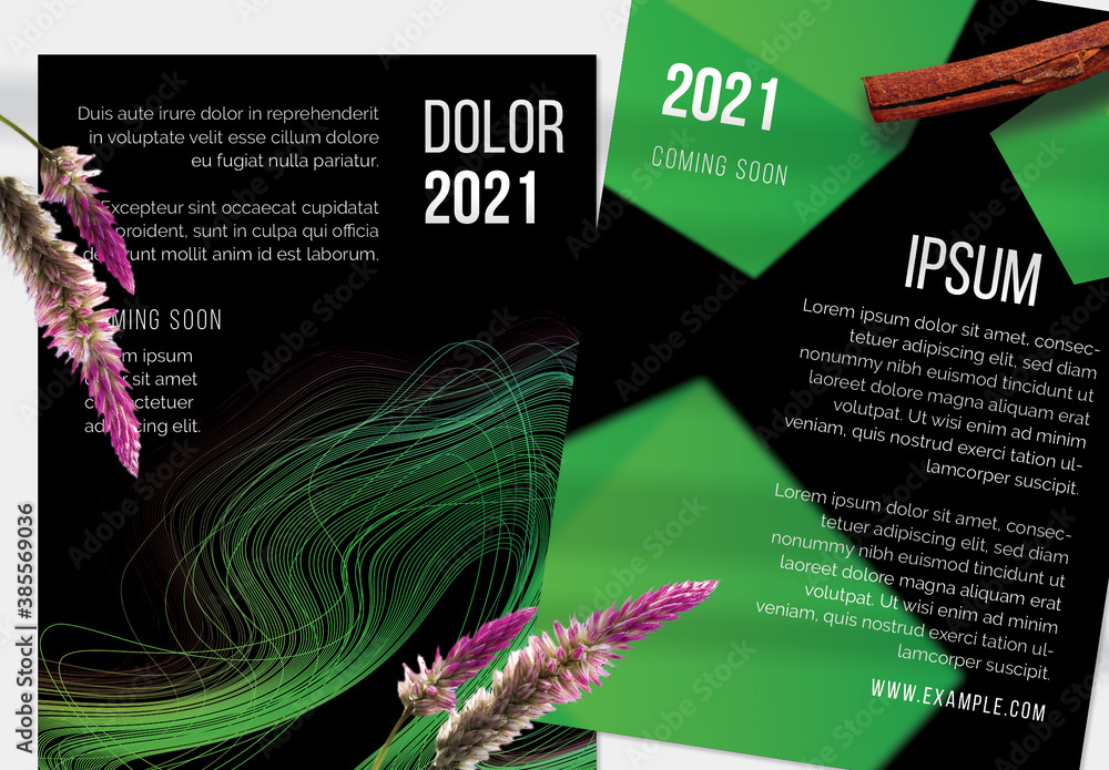 Flyer Layout with Motion Blur and Abstract Glowing Shapes Stock ...