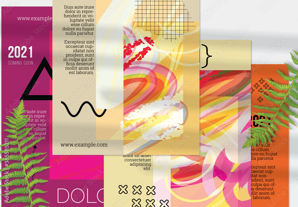 Poster Layout with Geometric Shapes and Abstract Bright Artistic ...
