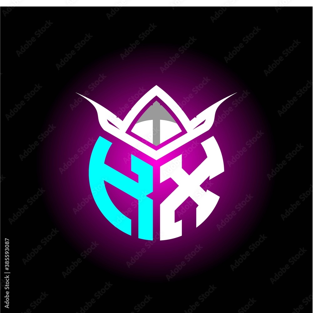 Initial minimalist K X Monogram logo letter with halloween edition mask ...