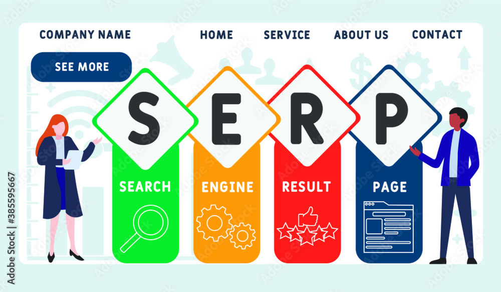 SERP - Search Engine Result Page acronym business concept background ...