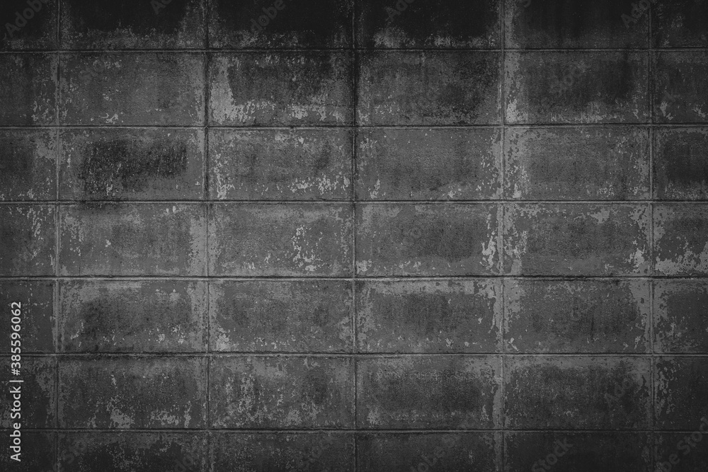 Black brick walls that are plastered background and texture. The ...