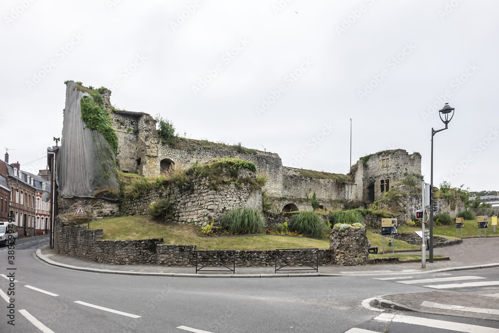 Ruins of Ducal Palace in Fecamp. Once belonging to Dukes of Normandy ...