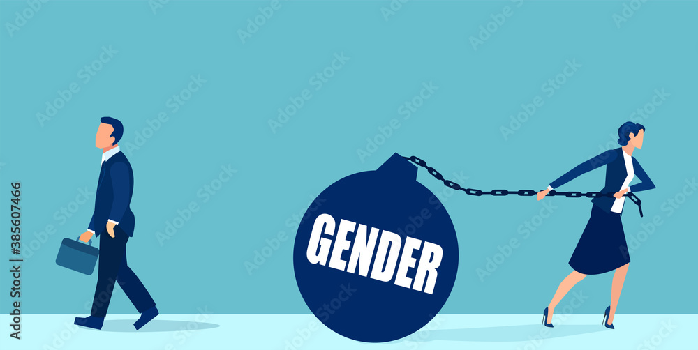 Vector of a business woman dragging gender burden vs businessman ...