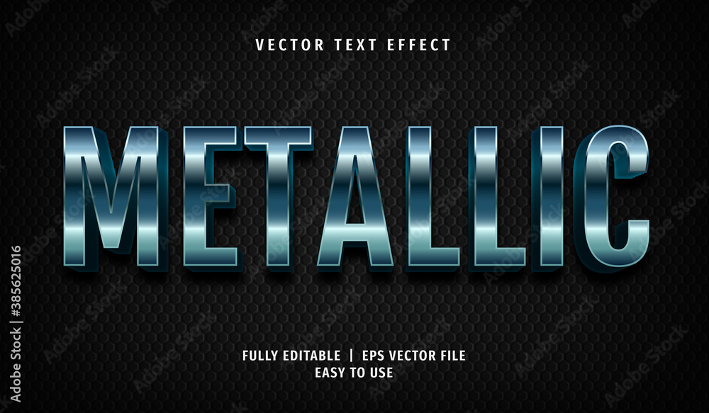 3D Metallic Text effect, Editable Text Style Stock Vector | Adobe Stock