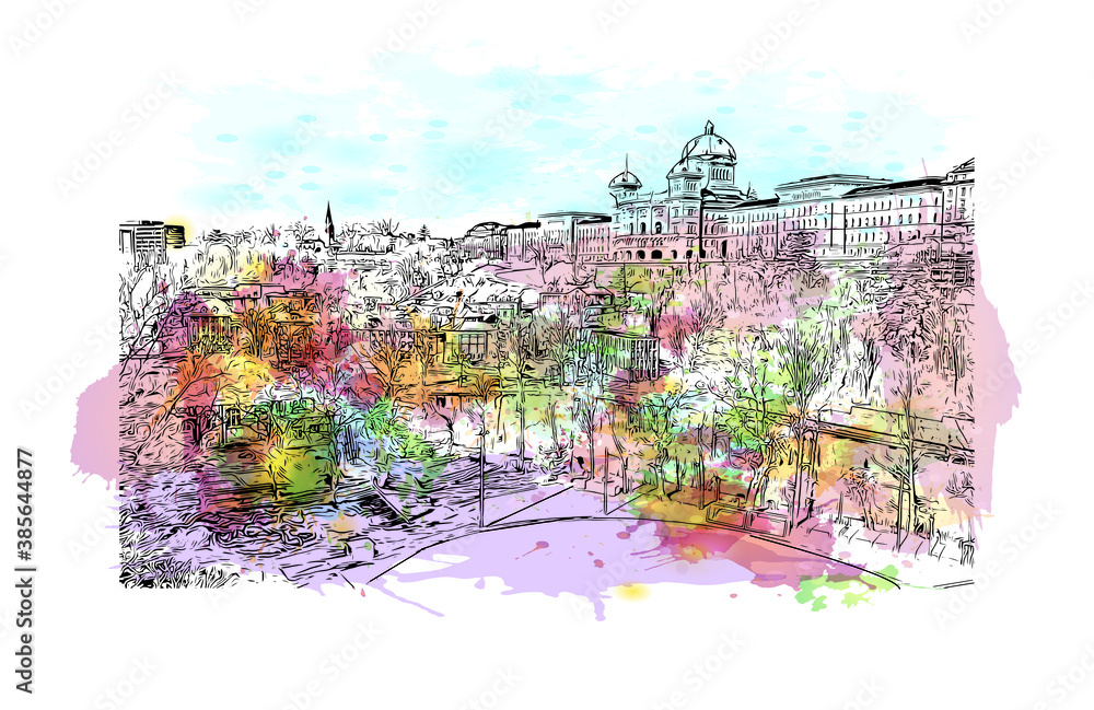 Building view with landmark of Bern is the de facto capital of ...