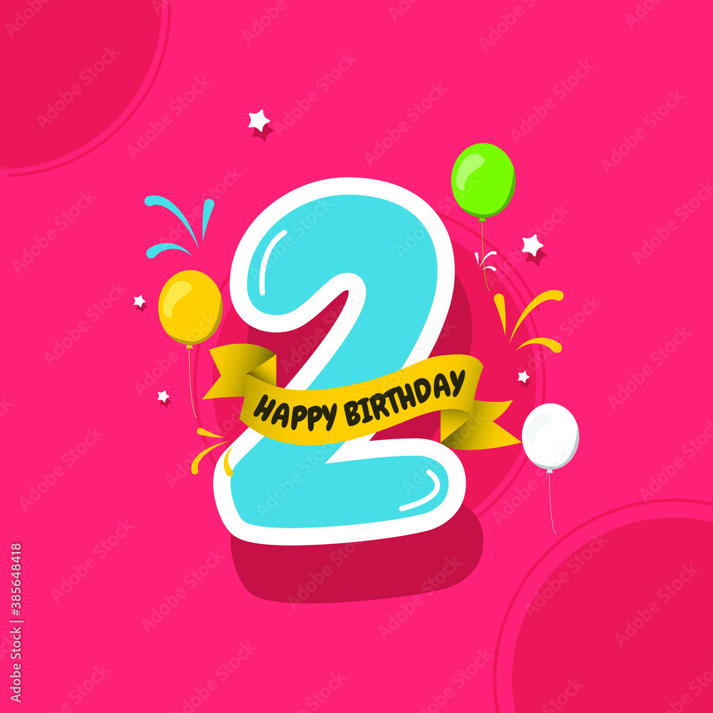 Happy birthday, 2 years anniversary design concept. Design for digital ...