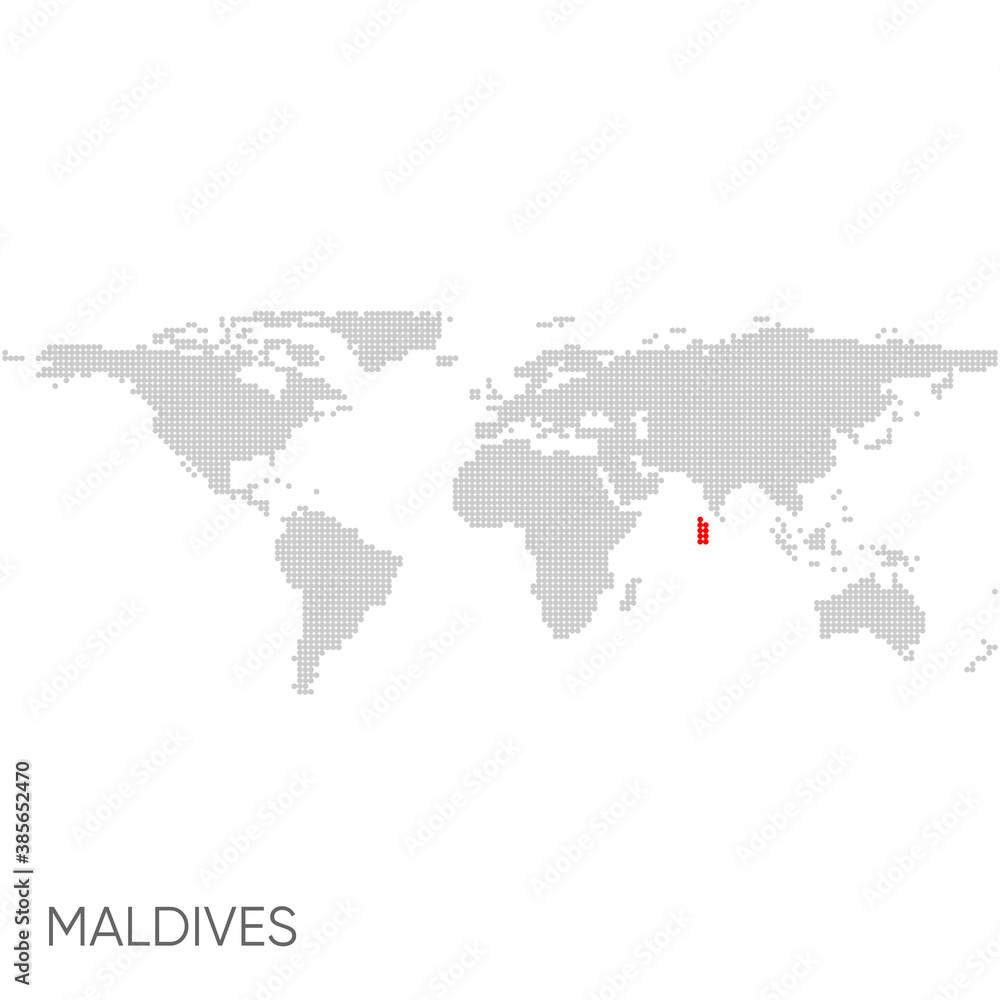 Dotted world map with marked maldives Stock Vector | Adobe Stock