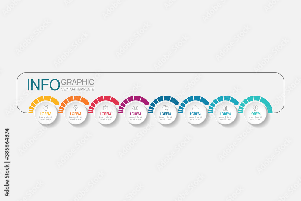 Vector infographic template, 8 steps or options. Data presentation ...