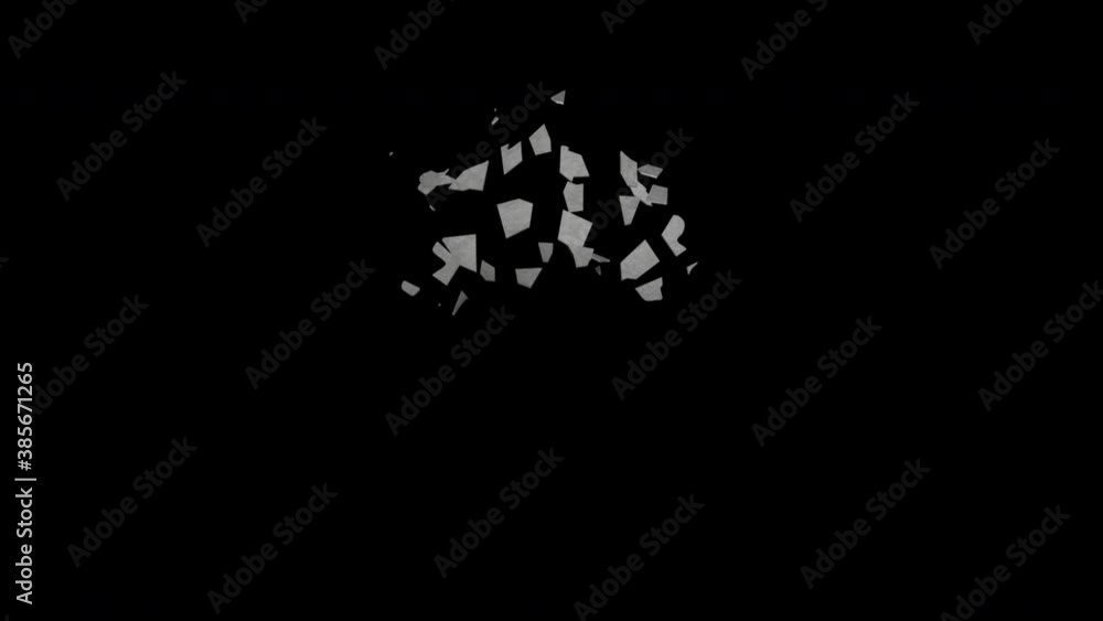 4K Destruction falling rocks animation on transparent background with ...