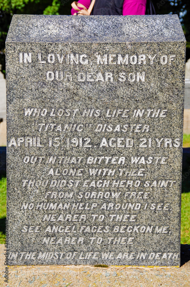 Canada, Nova Scotia, Halifax. Fairview Lawn Cemetery, memorial landmark ...