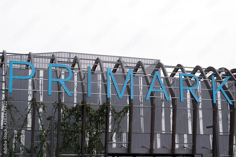 Primark sign text and logo front of shop affordable clothing store ...