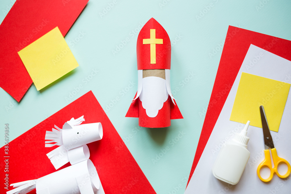 paper craft for kids. DIY toy Saint Nicholas and white horse for ...