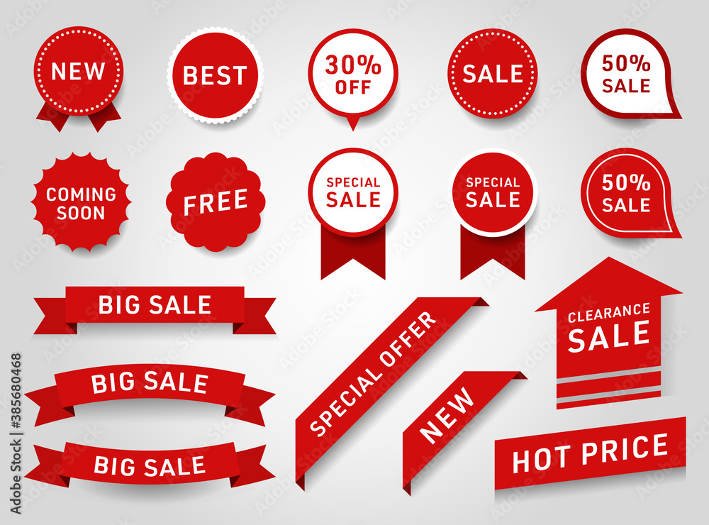 Sticker design of label, ribbon banner, banner web sticker illustration ...