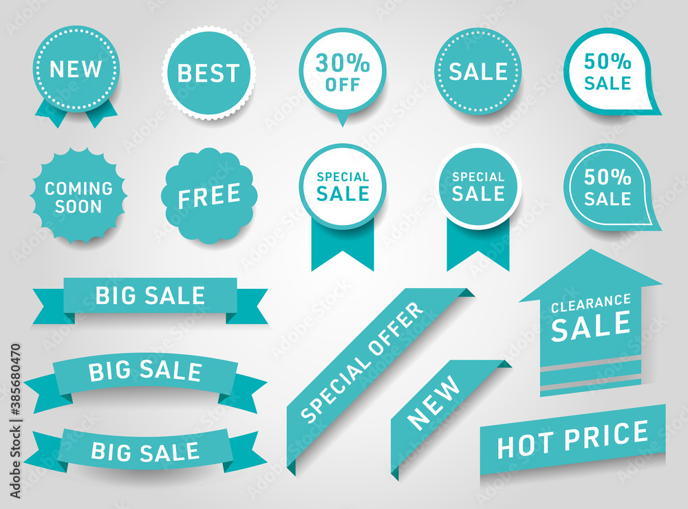 Sticker design of label, ribbon banner, banner web sticker illustration ...