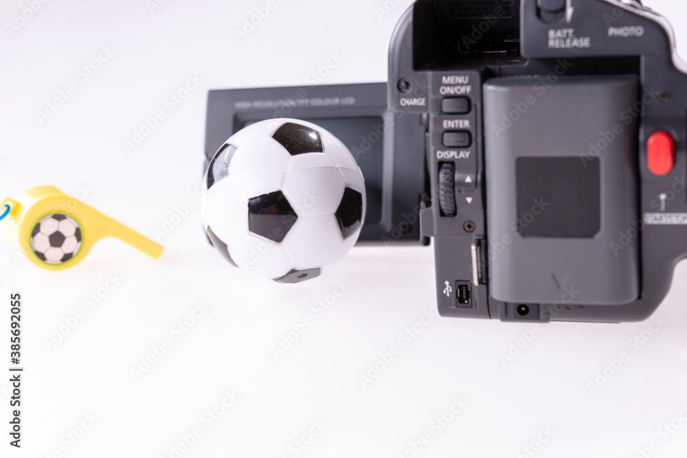 Equipment for the Video Assistant Referee isolated on white Stock Photo ...