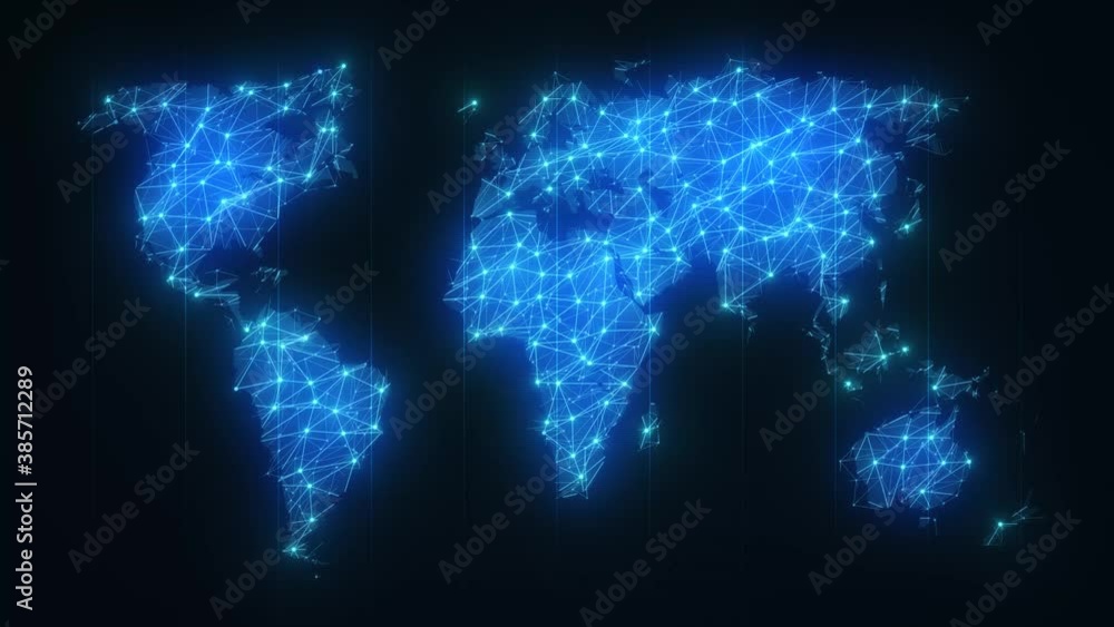 World Map Global Technology With Plexus Patterns Background/ 4k ...