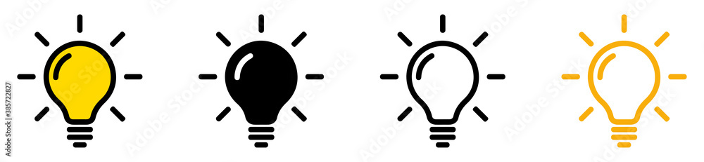 Light bulb icon set.Different style Idea icons lamp icon collection ...