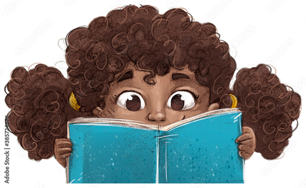 Black Girl Reading Clipart