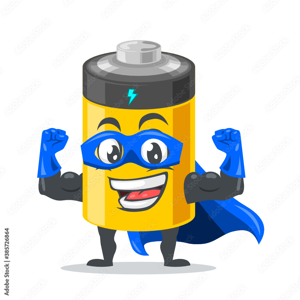 vector illustration of battery mascot or character Stock Vector | Adobe ...