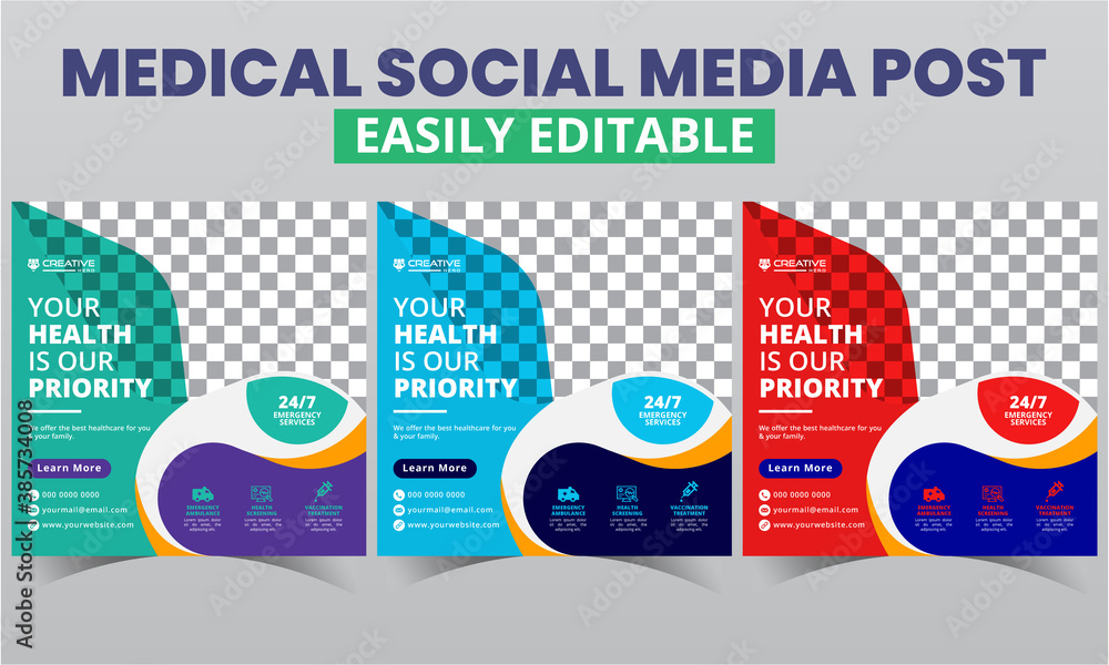 Medical Social Media Post Design premium layout for doctor & nurse ...