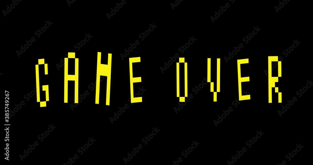 game over Pixel art design isolated on black background. Pixel art for ...