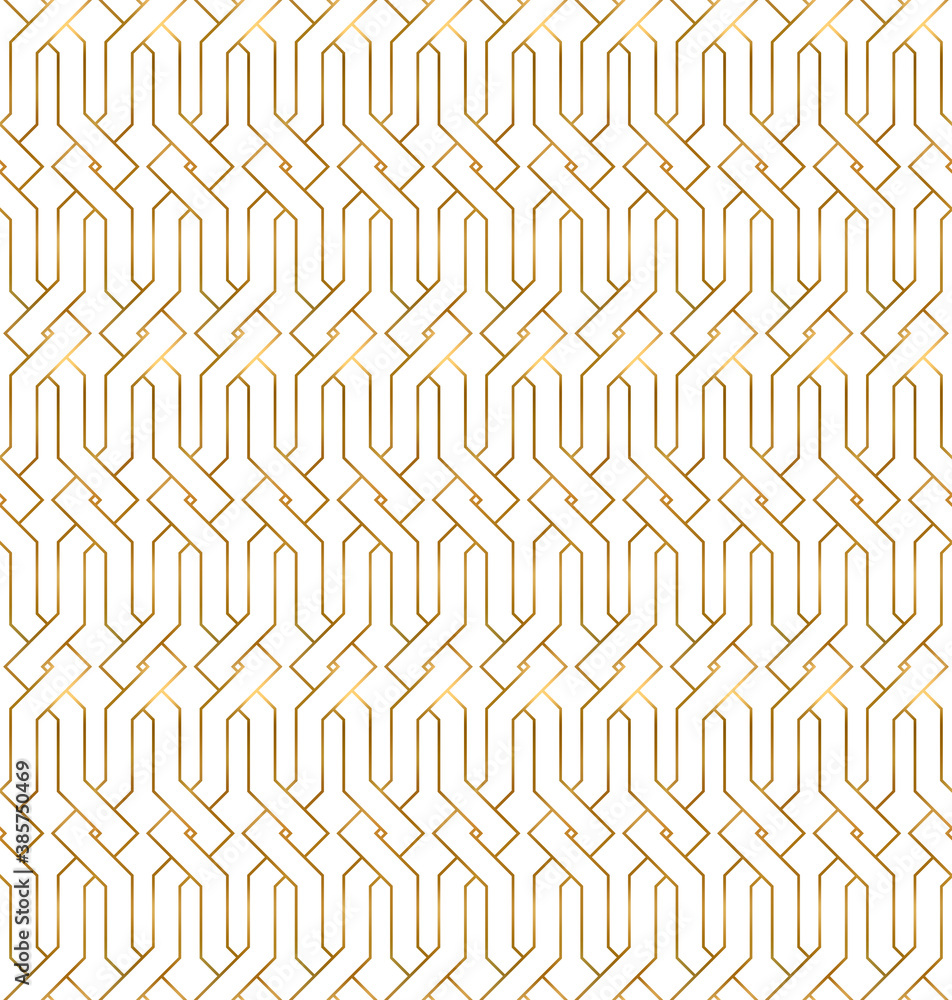 Seamless pattern of golden abstract lines Stock Vector | Adobe Stock
