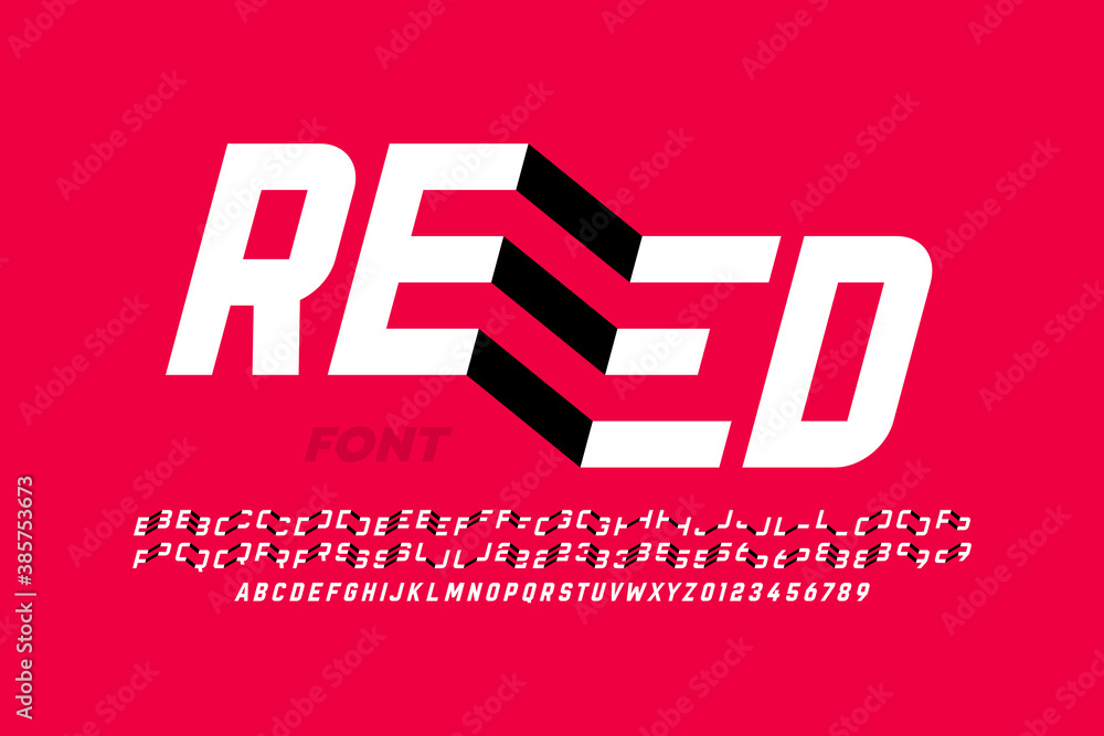 Modern font design with some alternate letters, alphabet and numerals ...