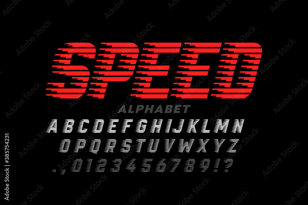 Speed style modern sport font, alphabet letters and numbers vector ...