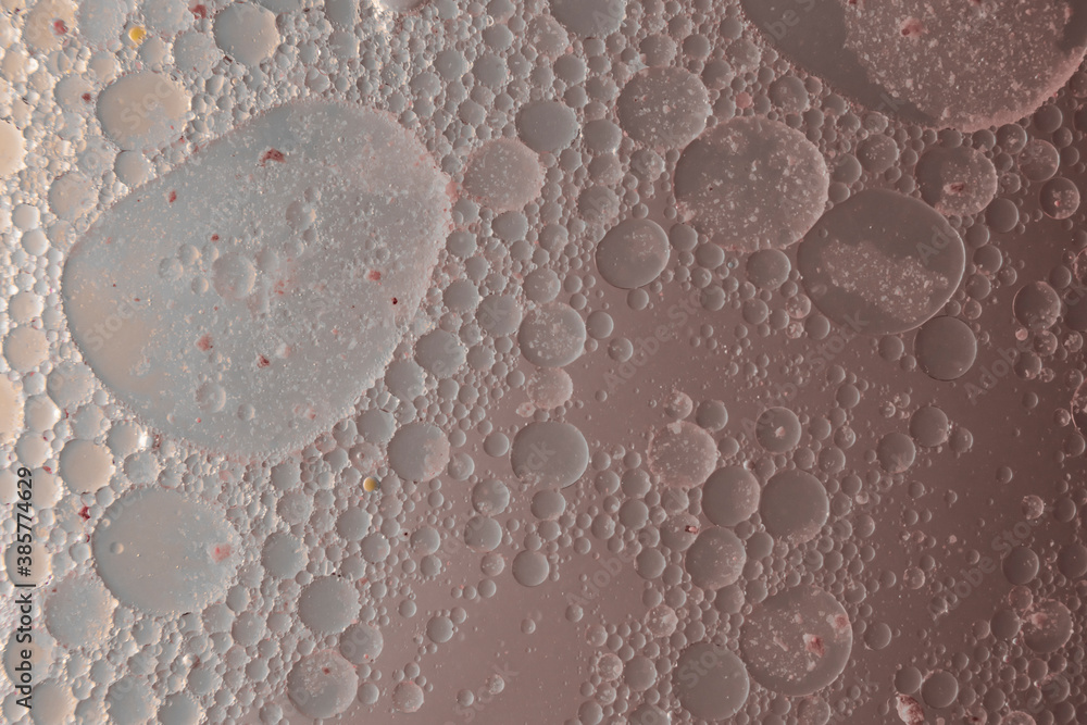 Pollution fluids. Series of photographs of particles, bubbles and ...