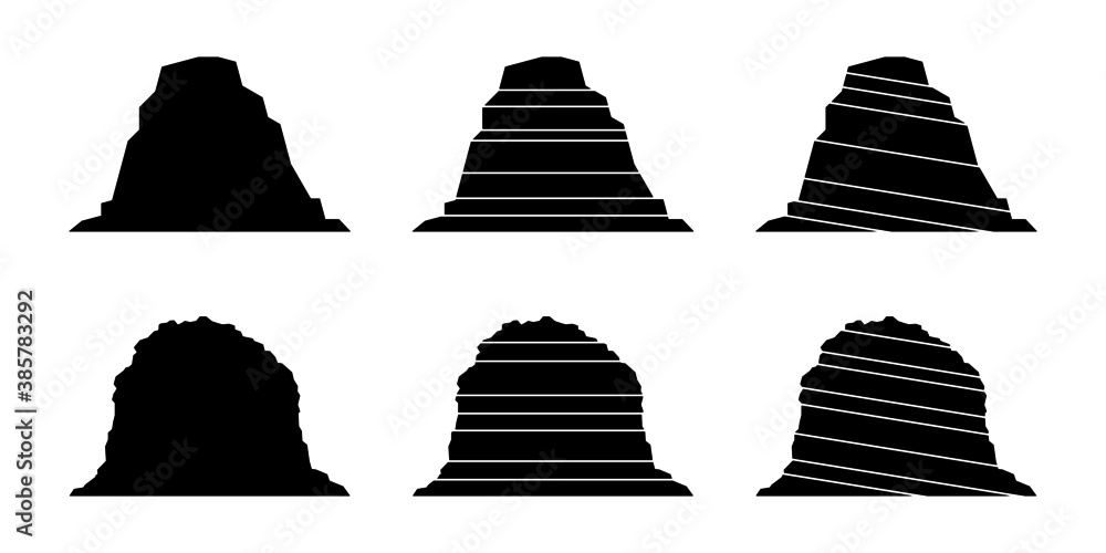 Geologic rock outcrop vector set. Sedimentary structure. Horizontal ...