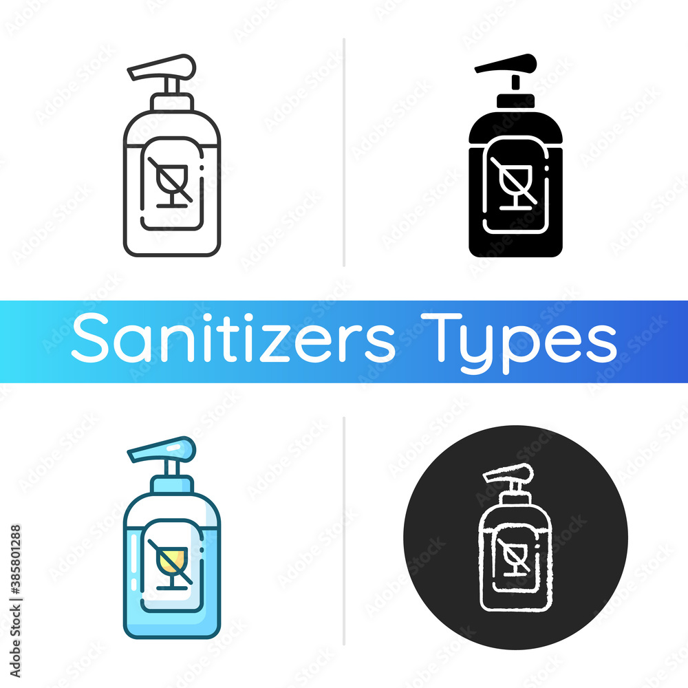 Alcohol free sanitizer icon. Antibacterial liquid soap for personal ...