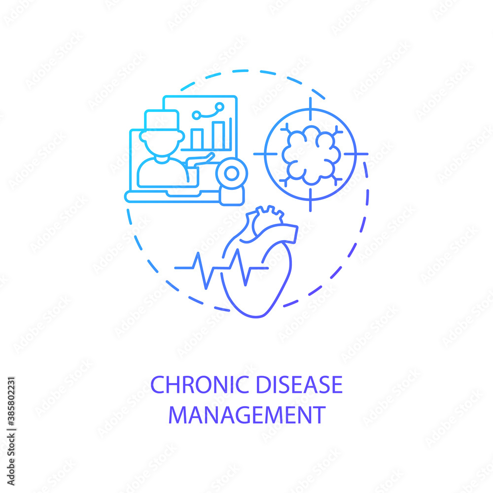 Chronic disease management concept icon. Telemedicine services variety ...
