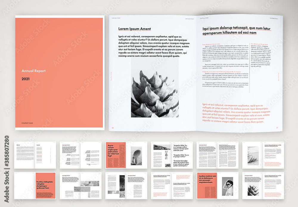 Colorful and Simple Annual Report Layout Stock Template | Adobe Stock