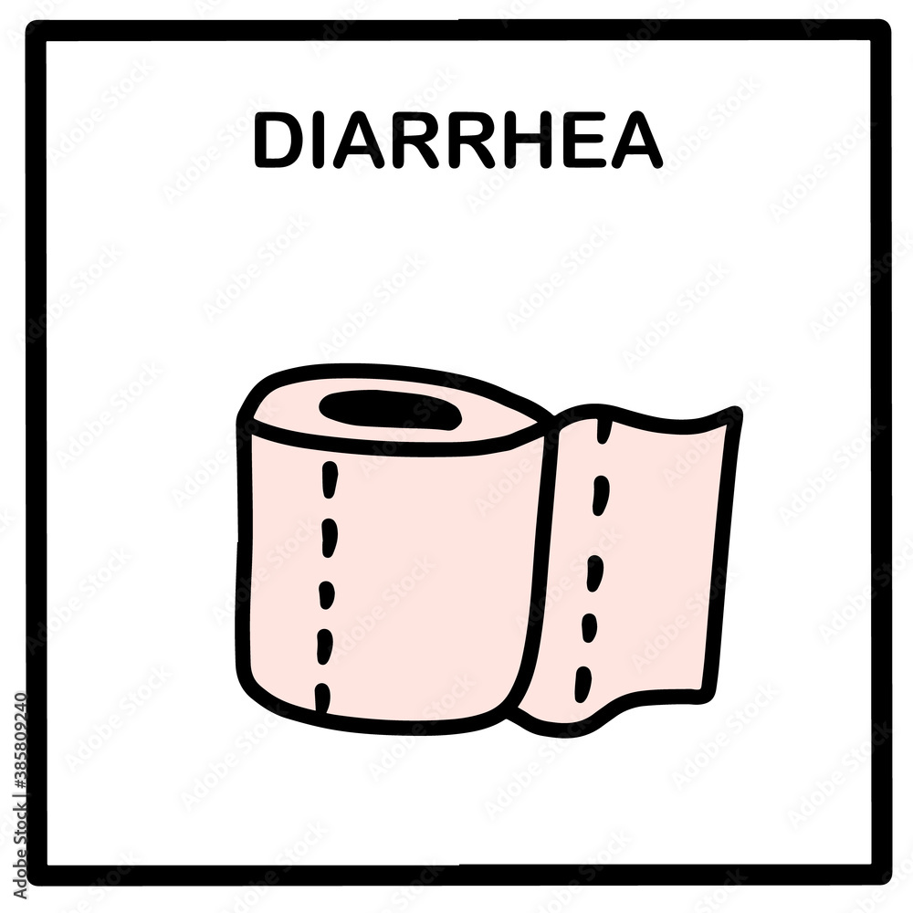 Diarrhea hand drawn vector illustration icon in cartoon doodle style covid-19 coronavirus ...