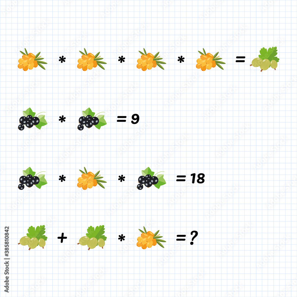 Mathematics educational game for children. System of equations ...