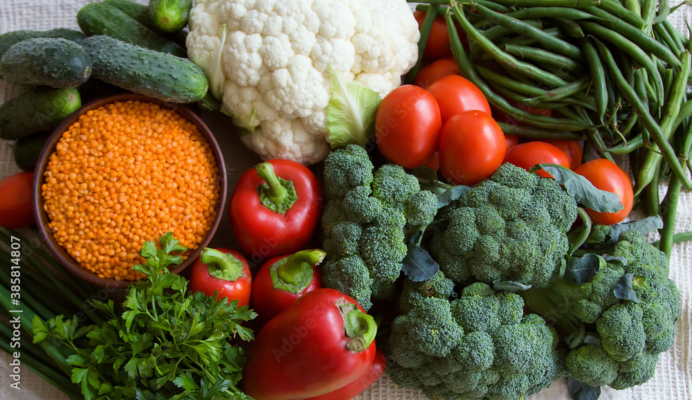 Assortment of fresh vegetables.Healthy food selection.Detox and clean ...