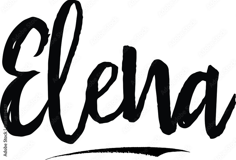 Elena Female Name Modern Brush Calligraphy On White Background Stock