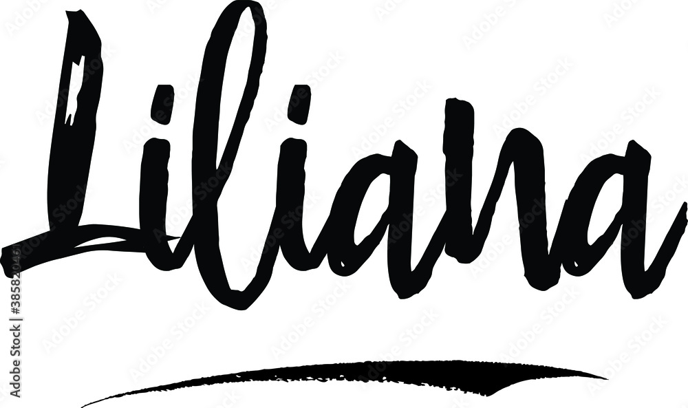 Liliana-Female name Modern Brush Calligraphy on White Background Stock ...