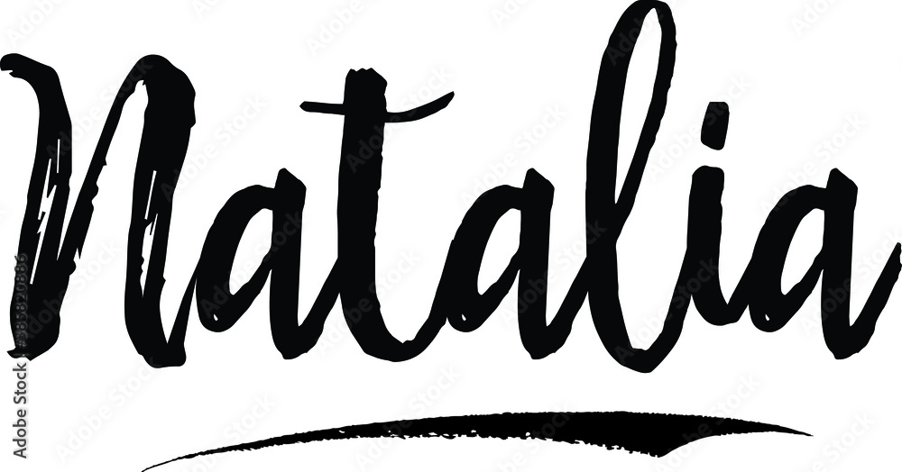 Photo & Art Print Natalia-Female name Modern Brush Calligraphy on White ...