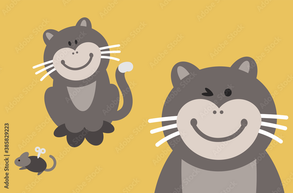 Cat smiley face cartoon illustration. This simple happy smiling farm ...