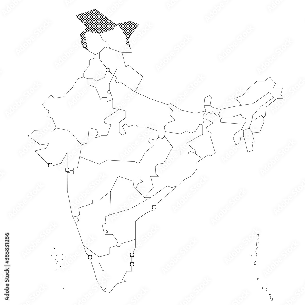 India - blank political map of administrative divisions Stock Vector ...