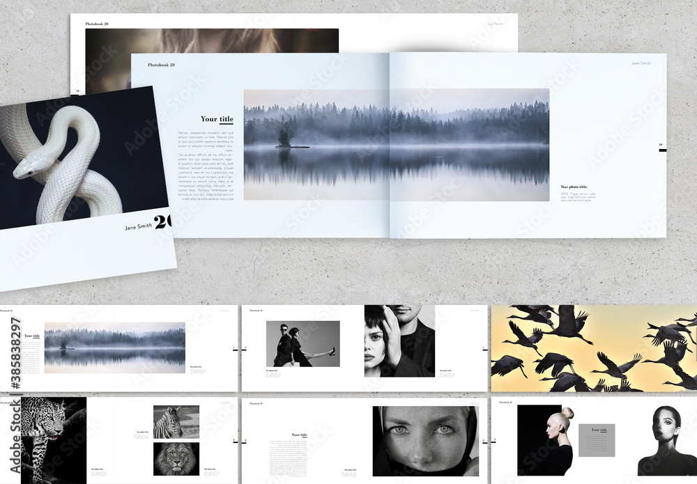 Black and White Minimal Photobook Stock Template | Adobe Stock