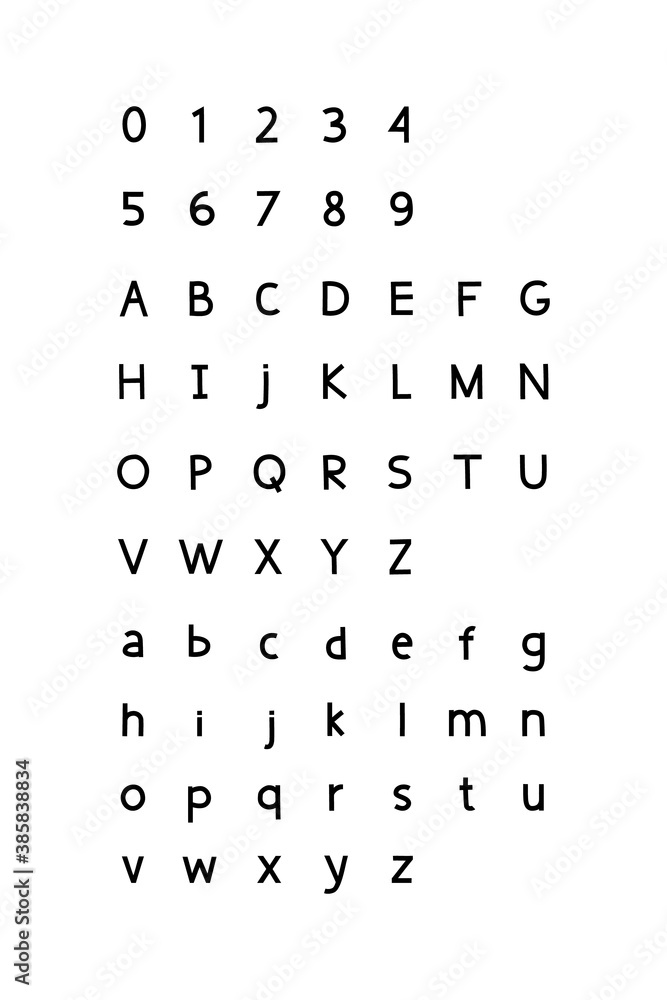 Vector illustration of English hand-drawn alphabet with square edges ...