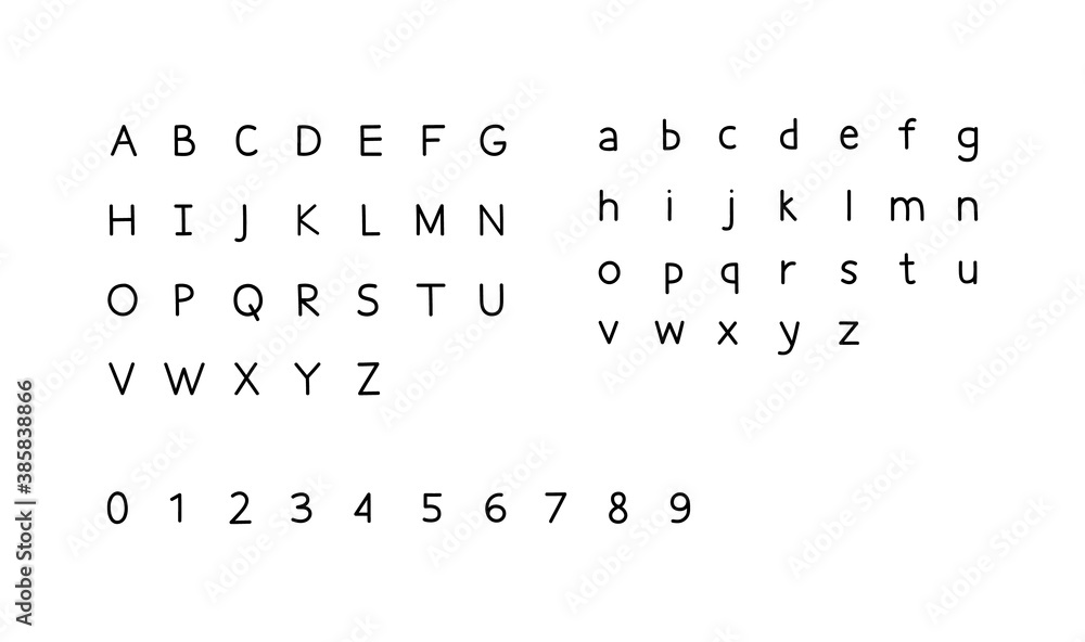 Vector illustration of English hand-drawn alphabet. Set of big and ...