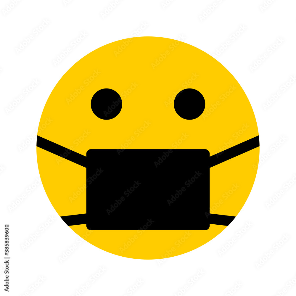 Simple Face Covering Required or No Face Mask No Entry Icon. Vector ...