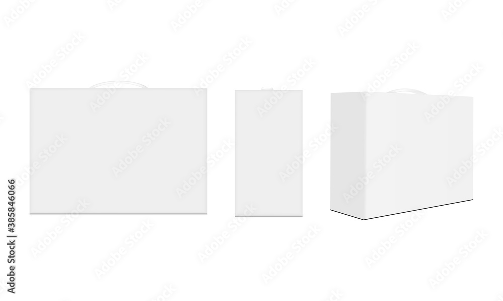 Set of rectangular boxes with handle, front and side view, isolated on ...