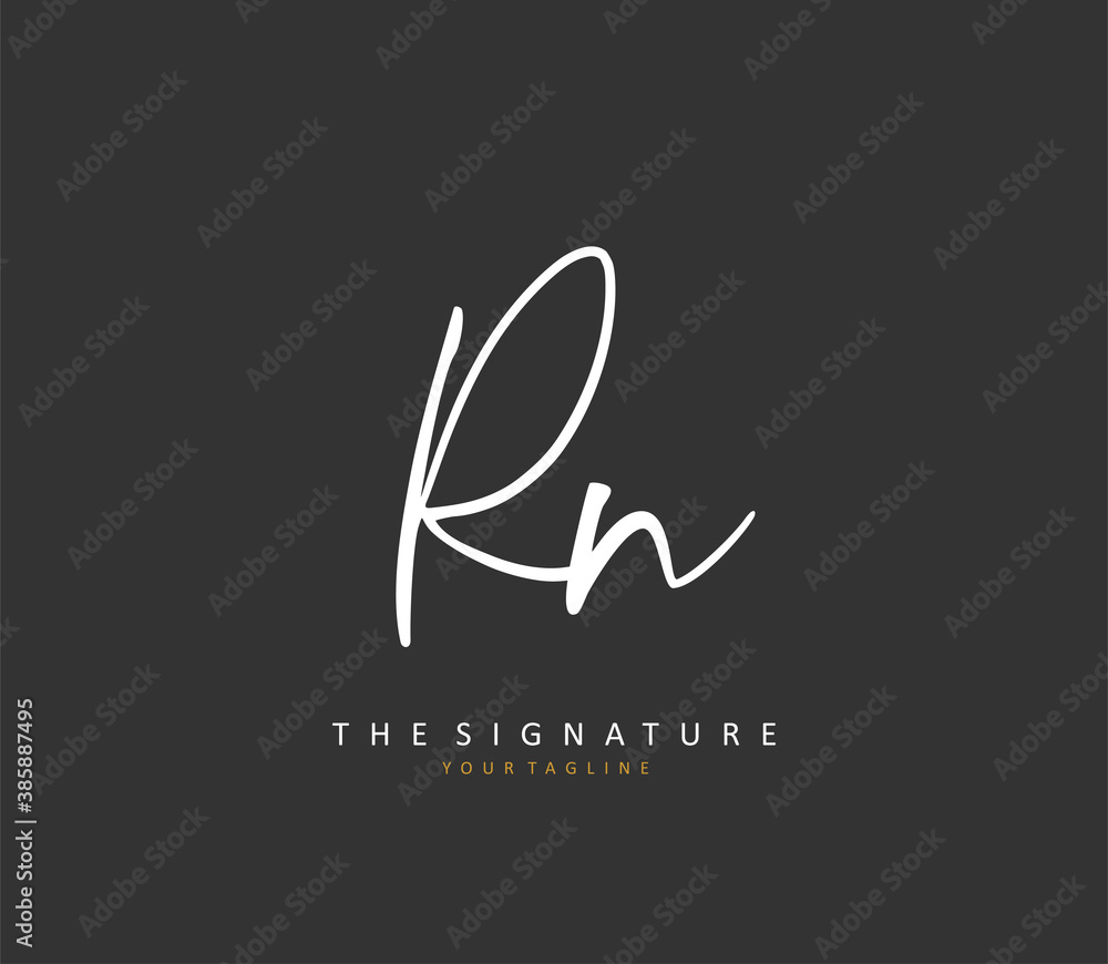R N RN Initial letter handwriting and signature logo. A concept ...
