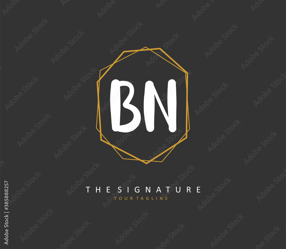 B N BN Initial letter handwriting and signature logo. A concept ...